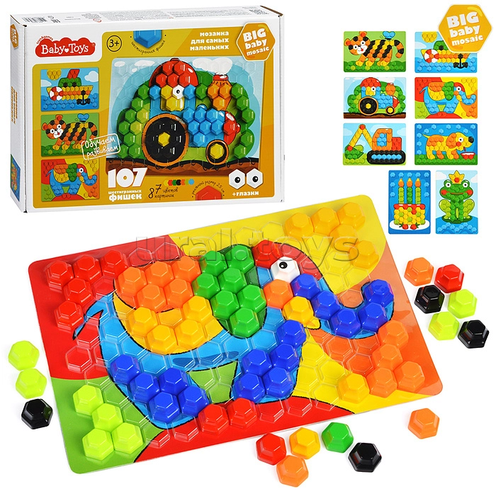 Мозаика для самых маленьких Baby Toys "Трактор" d2,5/7 цв (107 эл ...